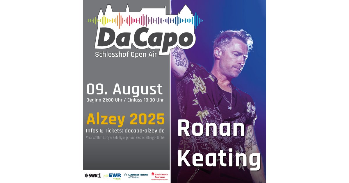 DA CAPO Open Air 2025 - Ronan Keating | Stadt Alzey